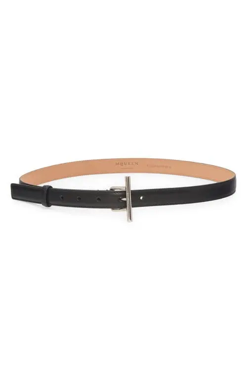 Alexander McQueen Sling Leather Belt - Black/ Silver