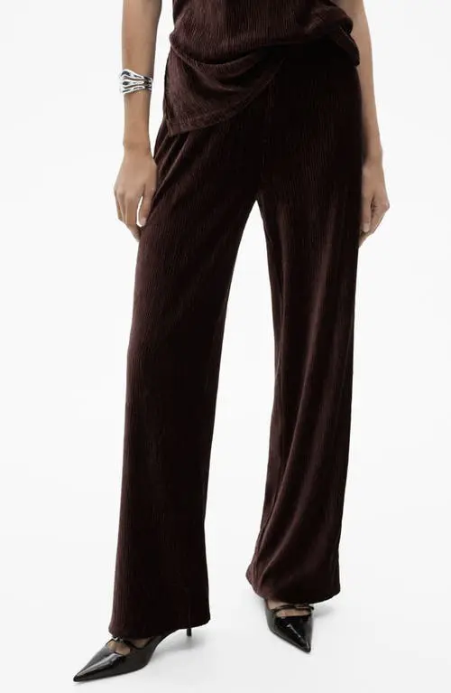 Mango Velvet Straight Leg Pants - Burgundy