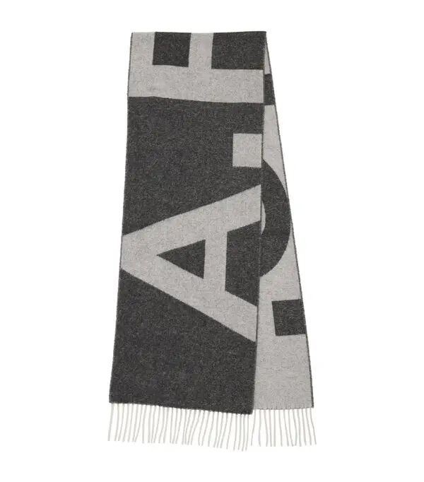 A.p.c. Wool-blend Logo Scarf - Black