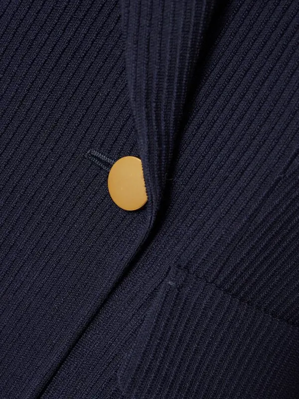 Max Mara Pagano Ribbed Wool-blend Blazer - Blue