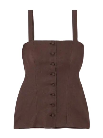 Faithfull The Brand Corbiere Linen Tank - Brown