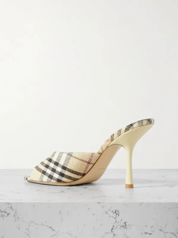 Burberry Checked Linen Mules