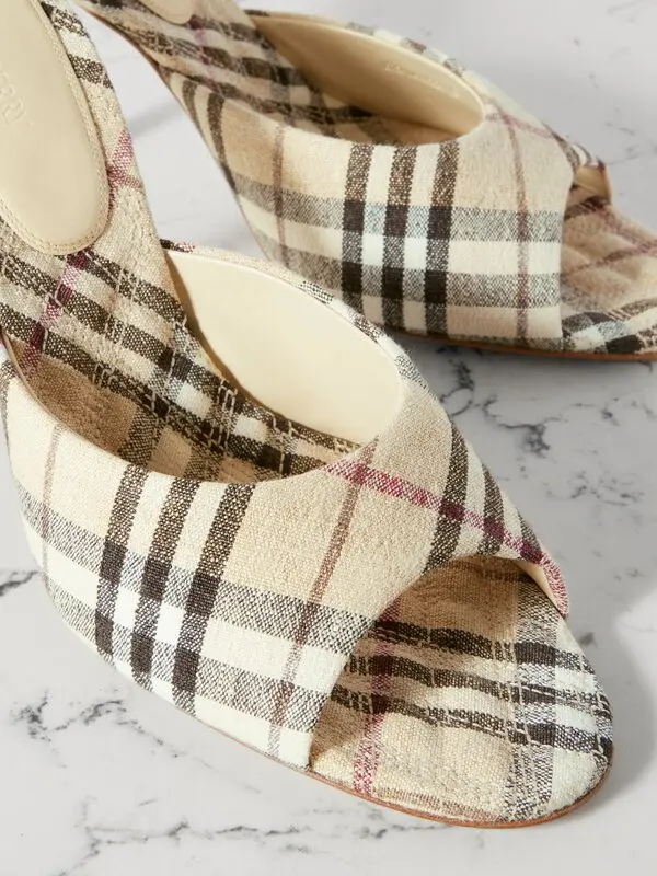 Burberry Checked Linen Mules