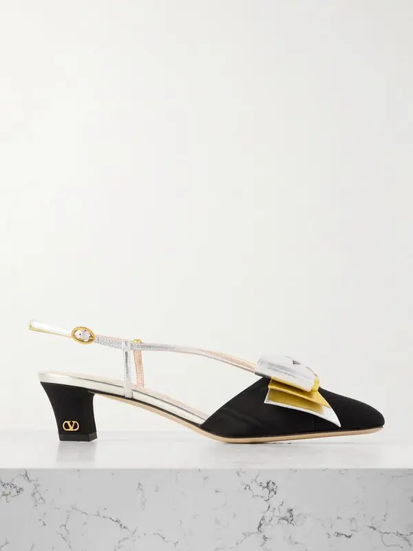 Valentino Garavani Bowow 45 Two-tone Slingback Pumps - Black