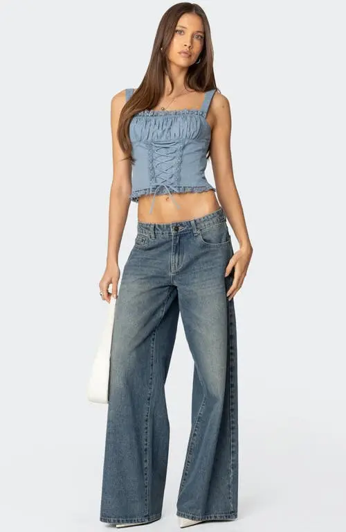 EDIKTED Juliet Lace-up Corset Top