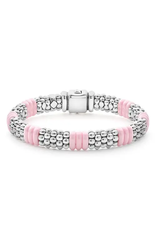 Lagos Caviar Ceramic Station Bracelet - Pink/ Silver