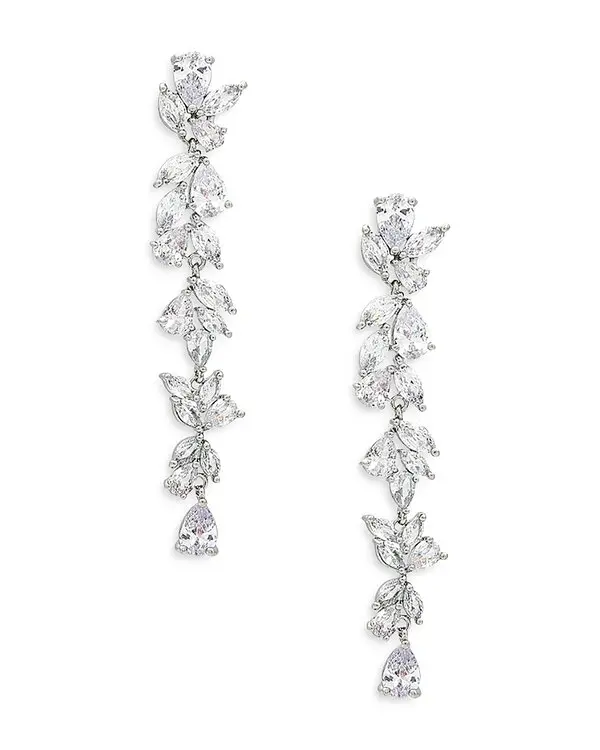 Shashi Fallen Leaf Linear Drop Earrings - Silver
