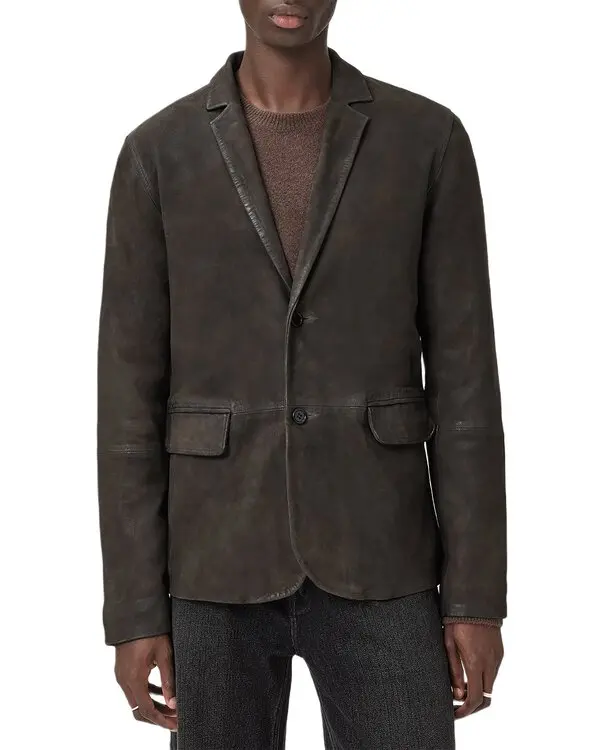 ALLSAINTS Monet Waxed Suede Regular Fit Blazer - Mole Brown