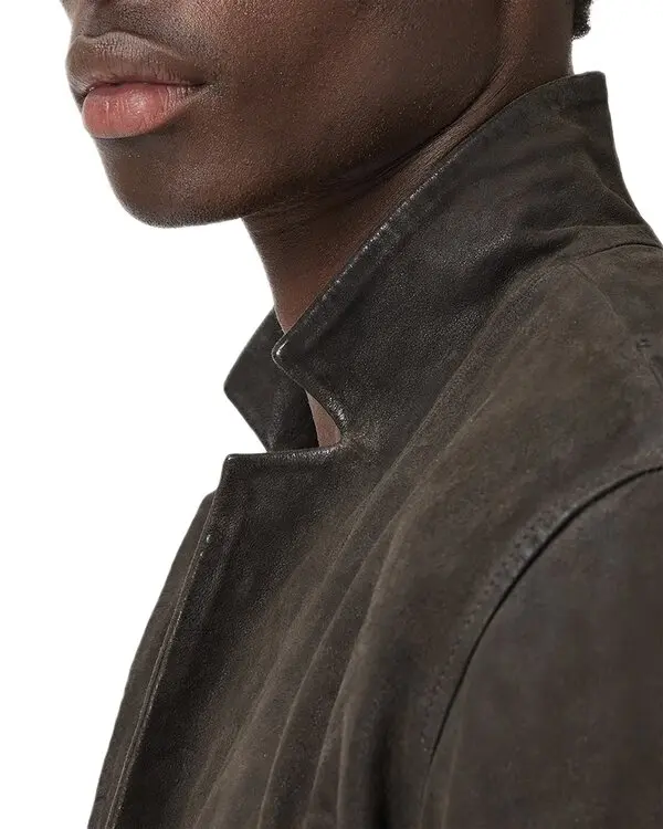 ALLSAINTS Monet Waxed Suede Regular Fit Blazer - Mole Brown