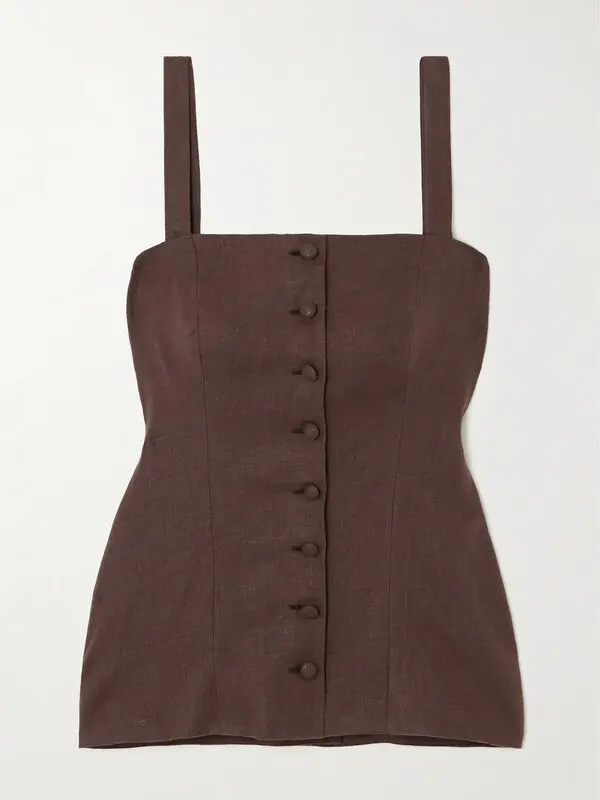 Faithfull The Brand Corbiere Linen Tank - Brown