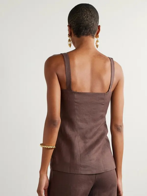 Faithfull The Brand Corbiere Linen Tank - Brown