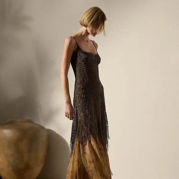 Evening Dresses Ralph Lauren Designer Dresses Ralph Lauren Erin Embellished  Tulle Evening Dress Chestnut