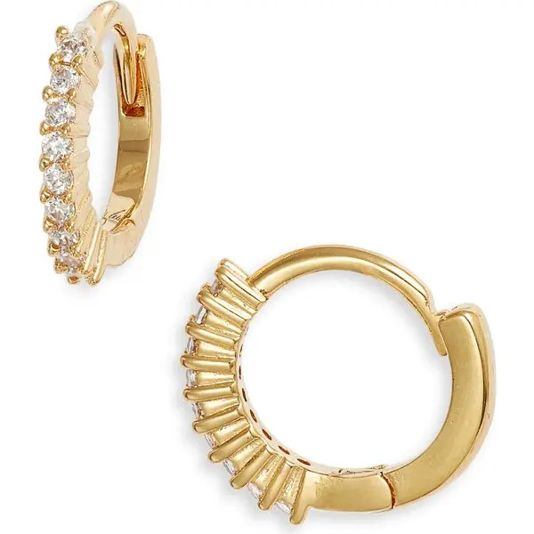 Nordstrom Cubic Zirconia Huggie Hoop Earrings - 14k Gold Plated