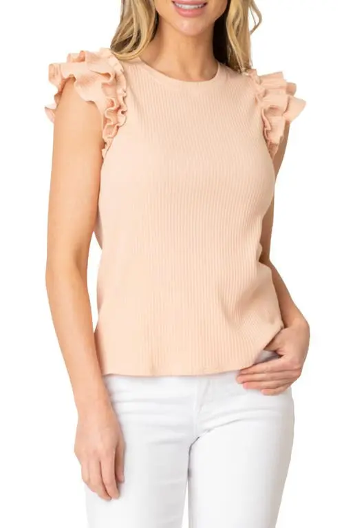 GIBSONLOOK Flutter Sleeve Rib Top - Soft Pink