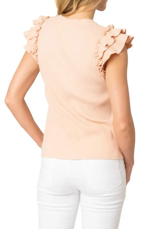 GIBSONLOOK Flutter Sleeve Rib Top - Soft Pink