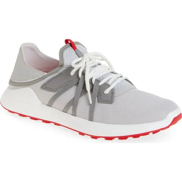 Olukai Manele Lace Up Golf Shoe - Sterling / Bright Red