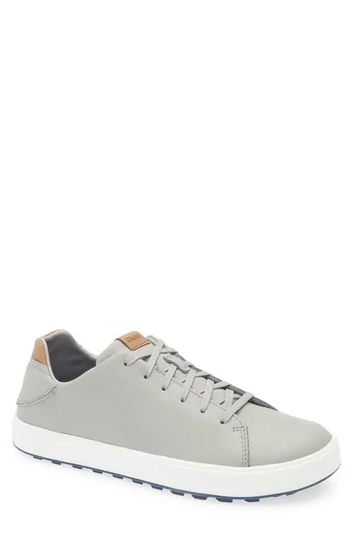 Olukai Wai'alae Waterproof Leather Golf Shoe - Grey Fog/tan