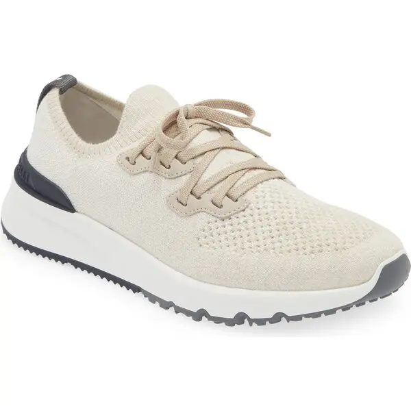 Brunello Cucinelli Mélange Knit Runner Sneakers - Ivory