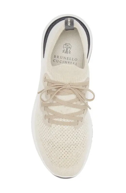 Brunello Cucinelli Mélange Knit Runner Sneakers - Ivory