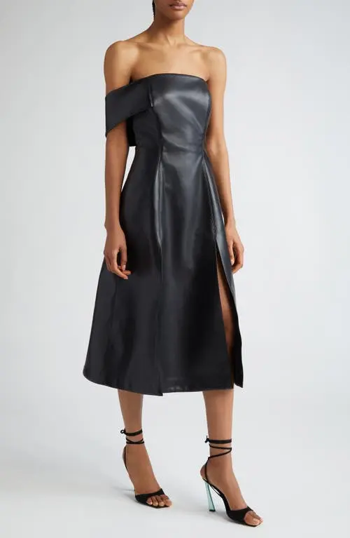 glitter xmas dress Faux Leather Belted Dress with Ruched Sleeves Burnt Orange / XL