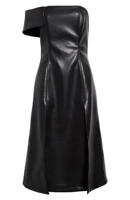 Israella Kobla Simphi One-Shoulder Faux Leather Dress In Black - 61% Off |  Editorialist