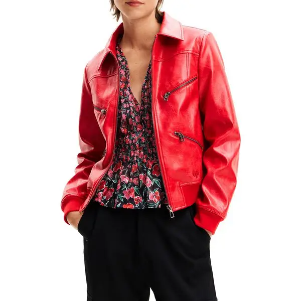 Desigual Faux Leather Biker Jacket