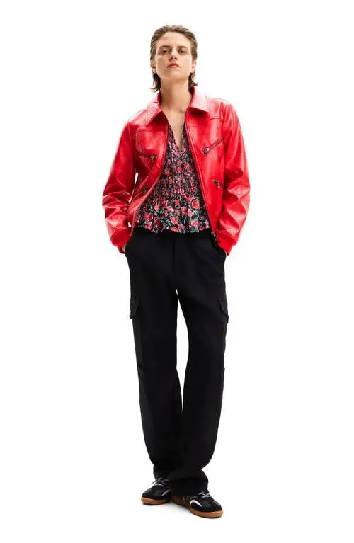 Desigual Faux Leather Biker Jacket