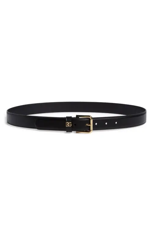 Dolce & Gabbana Logo Leather Belt - Black