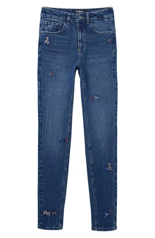 Desigual Slim Beaded Floral Jeans
