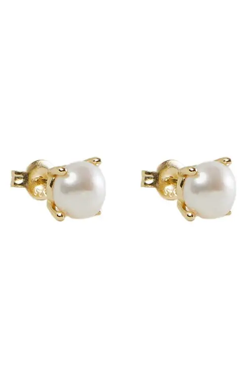 Argento Vivo Freshwater Pearl Stud Earrings - Gold