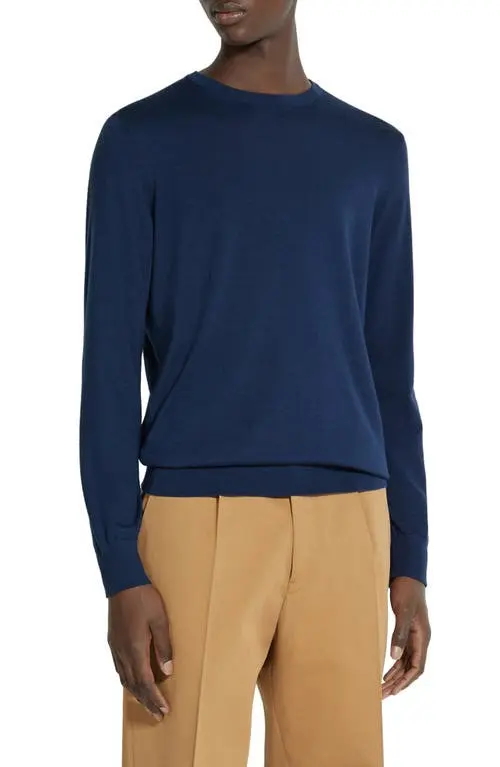 Zegna Cashseta Cashmere And Silk Sweater - Blue Ciano