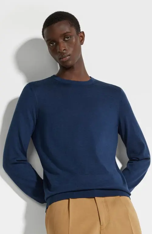 Zegna Cashseta Cashmere And Silk Sweater - Blue Ciano