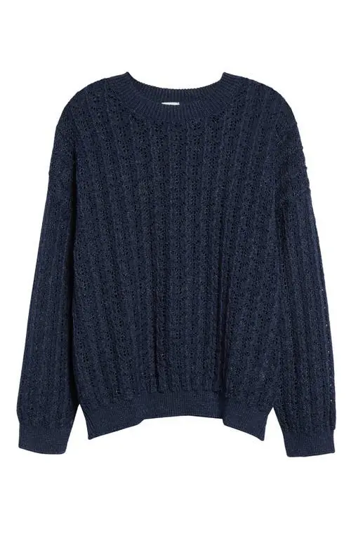 Eleventy Pointelle Crewneck Sweater - Blue