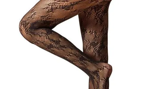 MEMOI Floral Net Sheer Tights - Black