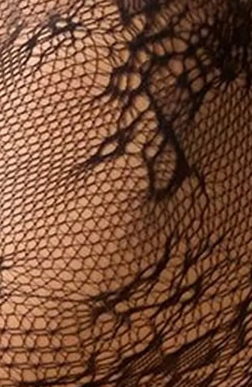 MEMOI Floral Net Sheer Tights - Black