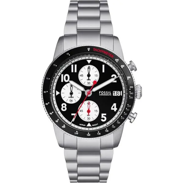 Fossil Sport Tourer Bracelet Chronograph Watch - Silver/black