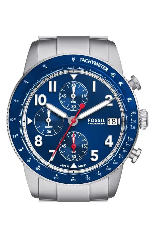 Fossil Sport Tourer Bracelet Chronograph Watch - Silver/blue