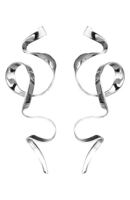STERLING KING Allegro Ribbon Drop Earrings - Sterling Silver
