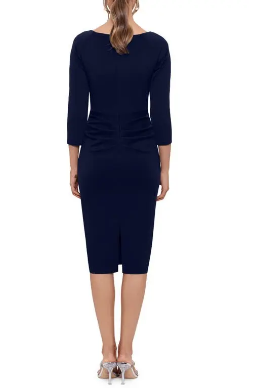 XSCAPE EVENINGS Ruffle Scuba Knit Cocktail Sheath Dress