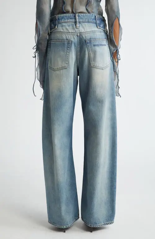 Acne Studios Belted Low Waist Wide Leg Jeans