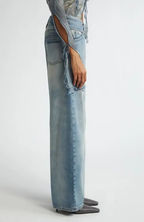 Acne Studios Belted Low Waist Wide Leg Jeans
