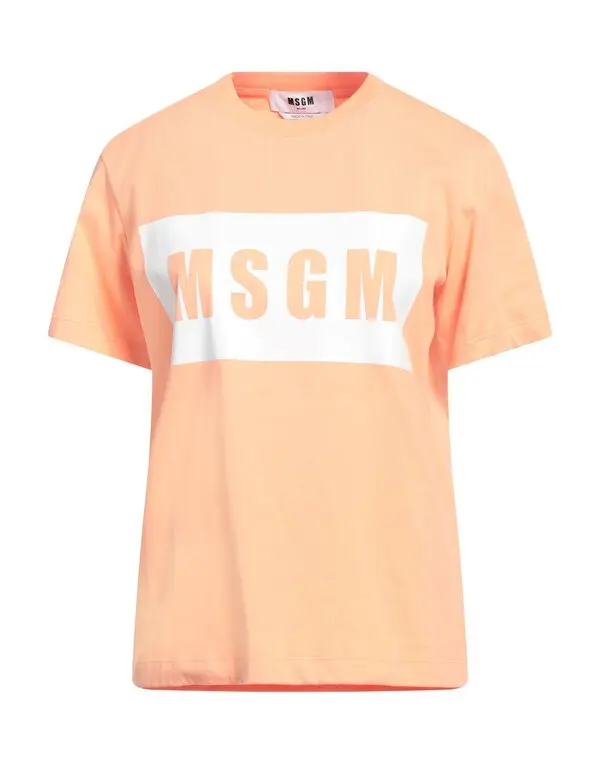 MSGM Logo-print Jersey T-shirt - Orange