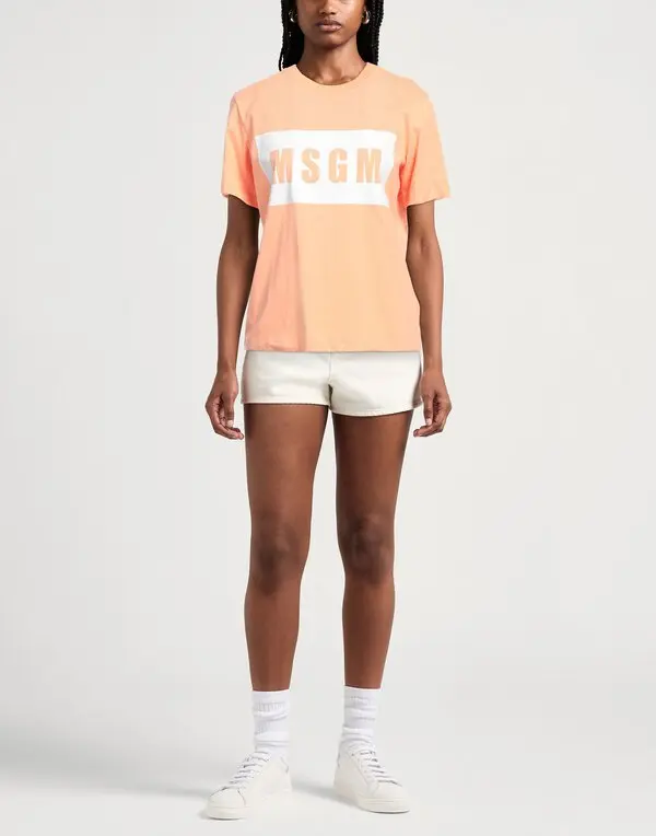 MSGM Logo-print Jersey T-shirt - Orange