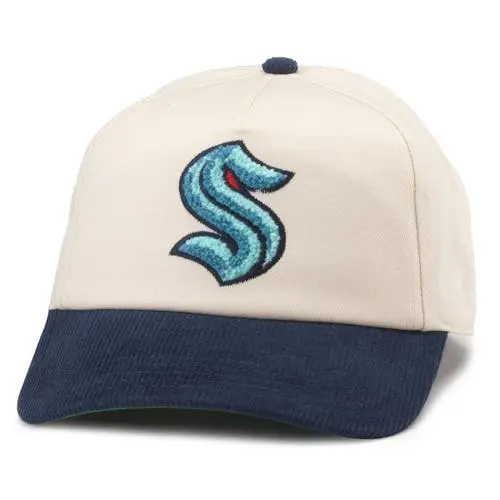 American Needle Deep Sea Blue Seattle Kraken Burnett Adjustable Hat - White
