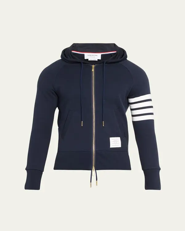 Thom Browne Four-stripe Zip Hoodie - Navy
