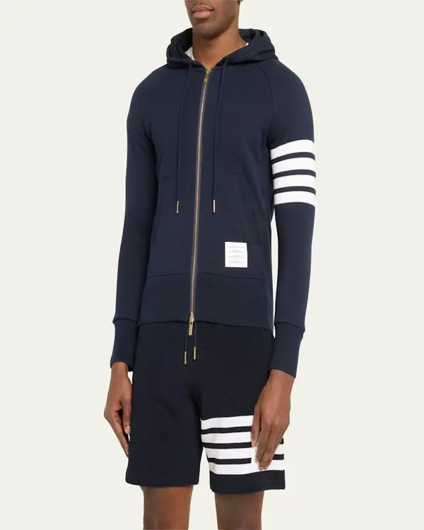 Thom Browne Four-stripe Zip Hoodie - Navy
