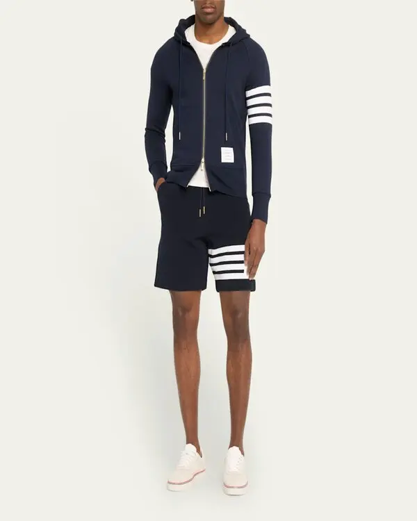 Thom Browne Four-stripe Zip Hoodie - Navy