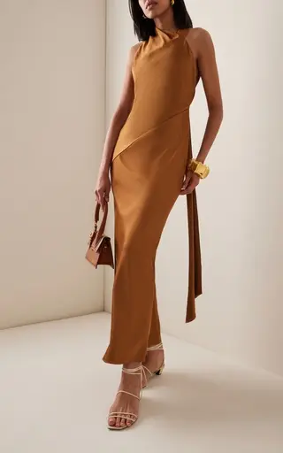 Significant Other Annabel Draped Satin Maxi Dress In Brown - 60% Off |  Editorialist