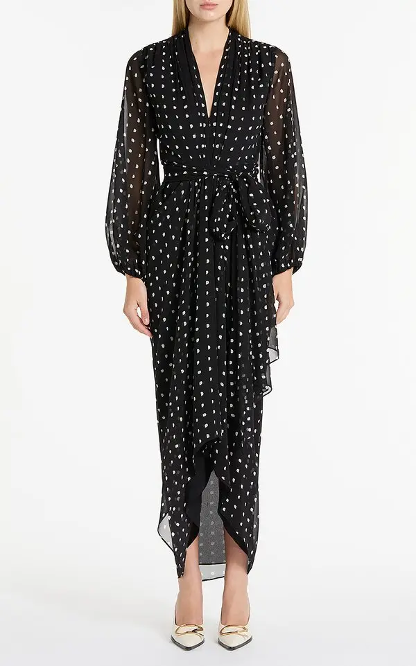 knee length dresses for ladies Black Modern Love Waterfall Dress by Carla Zampatti for Hire