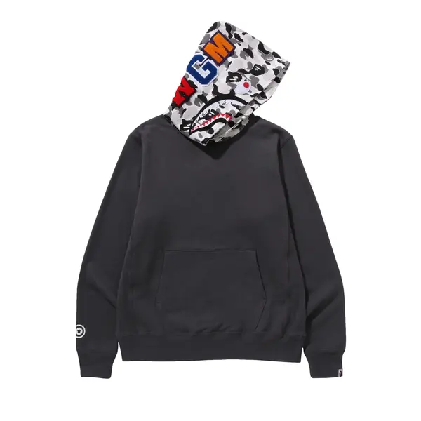 A BATHING APE Camo Shark Pullover Hoodie - Grey